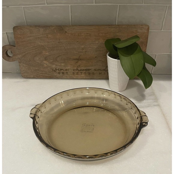 Pyrex | Kitchen | Vintage Pyrex 229 Smoked Amber Pie Pan Deep Dish Grey ...